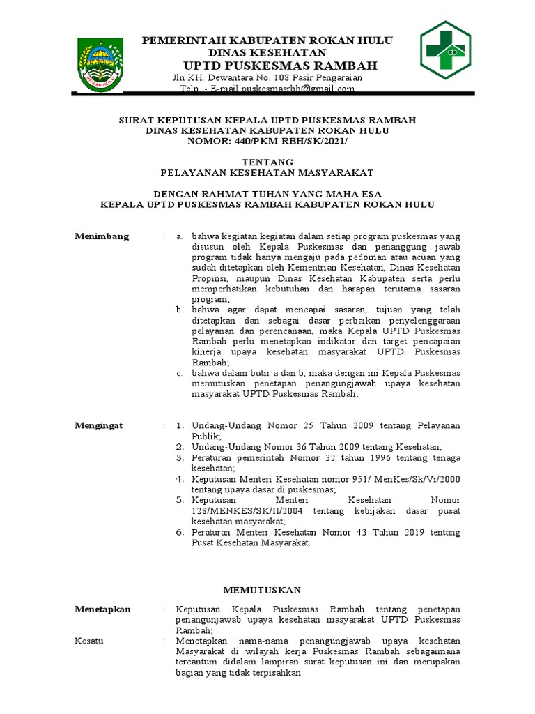 2.7.1.a SK PELAYANAN UKM | PDF