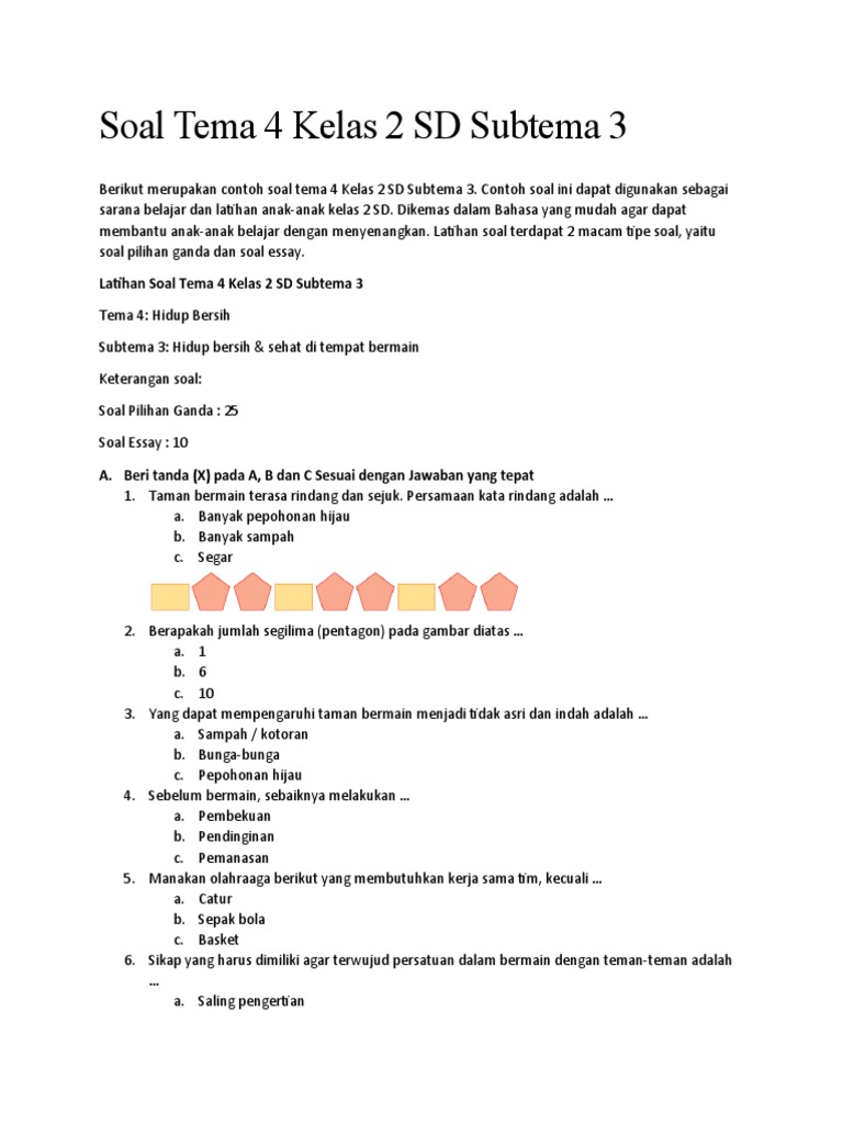 Soal Tema 4 Kelas 2 SD Subtema 3 (Nesabamedia - Com) | PDF