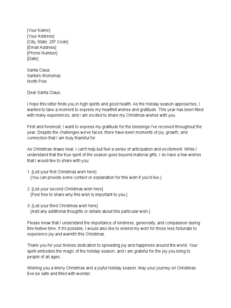 Template For Santa Letter | PDF