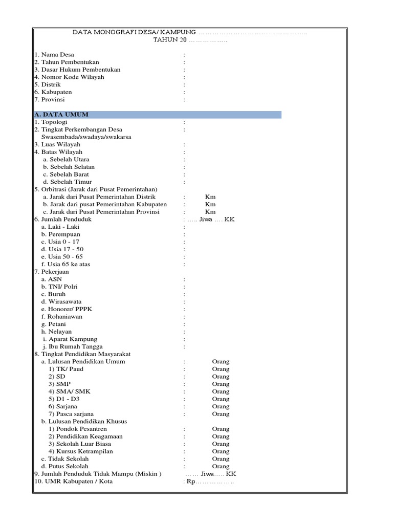 Monografi Desa: Data dan Analisis | PDF | Ilmu Sosial