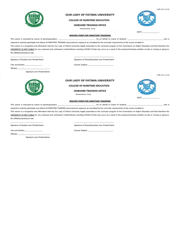 Waiver For Maritime Trainings | PDF | Common Law