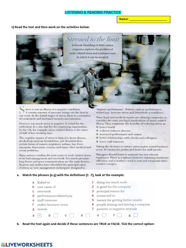 1) Read The Text and Then Work On The Activities Below:: Listening ...