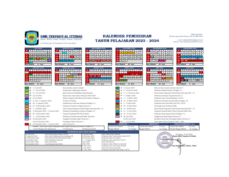 Kalender Pendidikan SMK Terpadu 2023-2024 | PDF