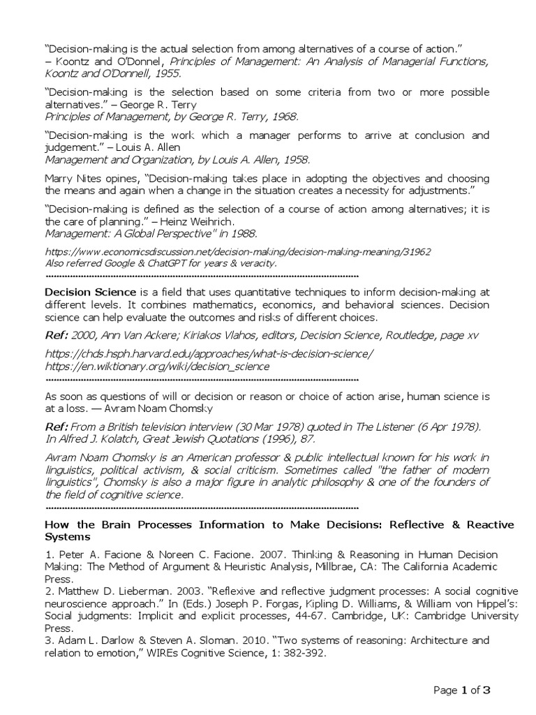 Decision Science Is A Field That Uses Quantitative Techniques To Inform Decision | PDF ...
