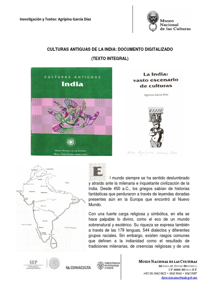 Culturas Antiguas de La India Documento Digitalizado Texto Integral | PDF