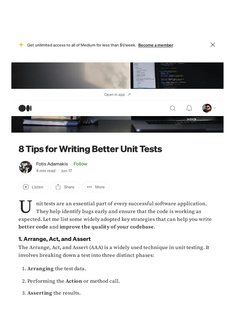 8 Tips For Writing Better Unit Tests - by Fotis Adamakis - Jun, 2023 ...