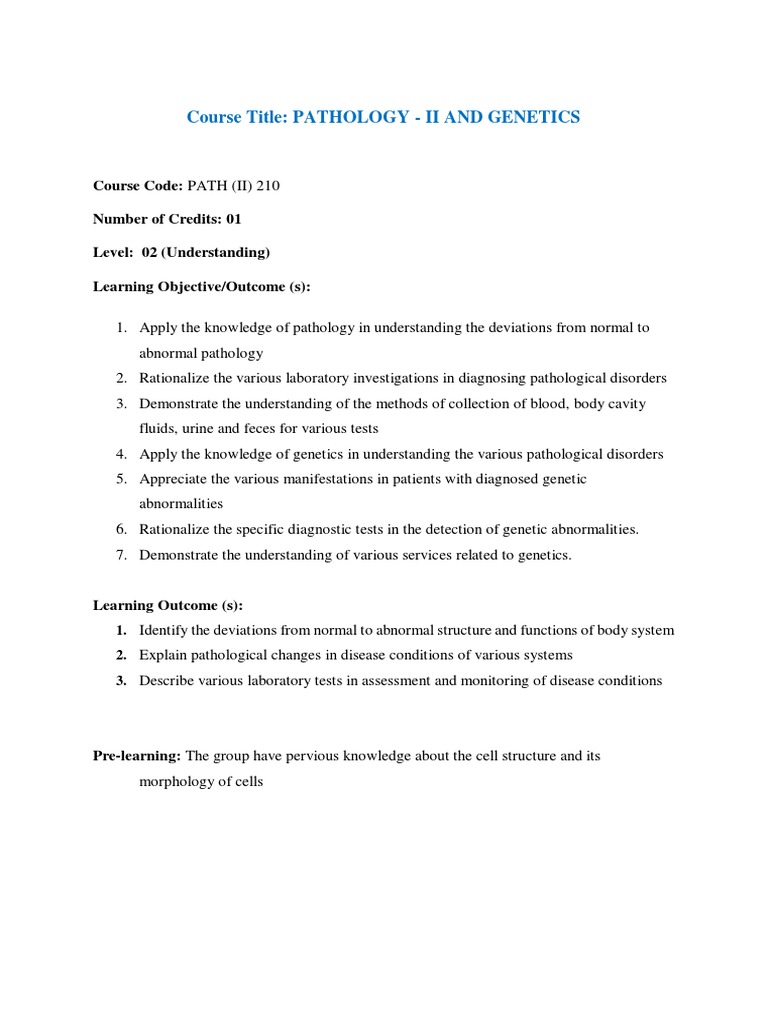 Pathology - II and Genetics | PDF | Genetic Disorder | Clinical Medicine