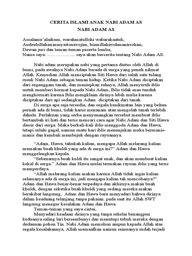 Cerita Islami Anak Nabi Adam As | PDF
