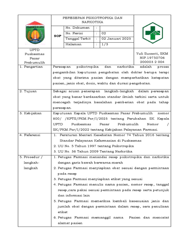 Prosedur Peresepan Narkotika dan Psikotropika | PDF