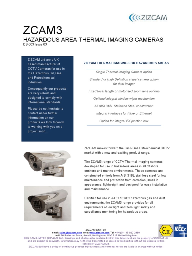 Zcam3 Datasheet Iss 03 | PDF | Camera | Zoom Lens
