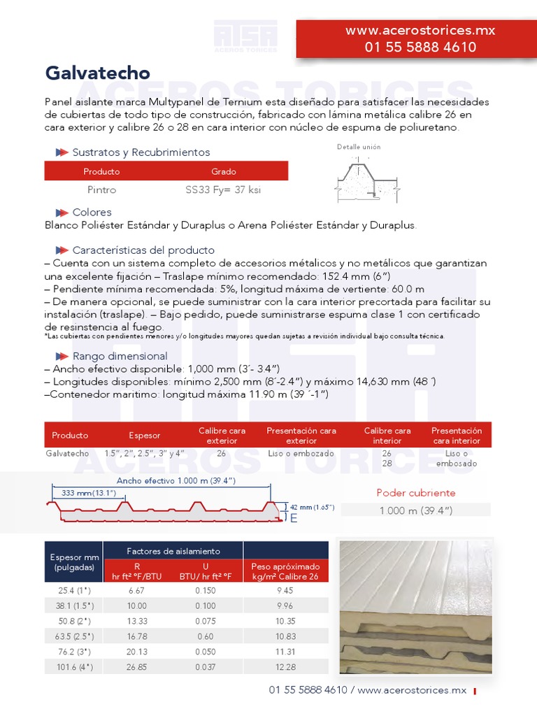 Galvatecho Ficha Técnica | PDF | Materiales