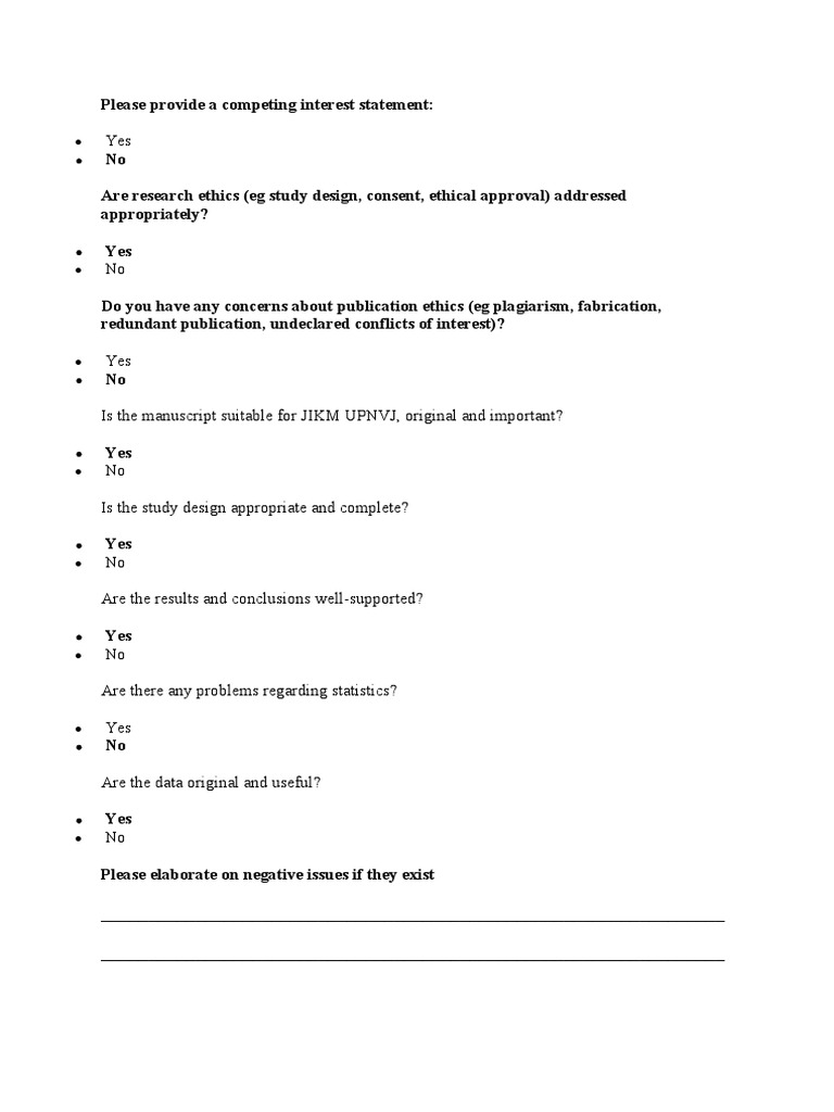 Research Ethics and Manuscript Review Checklist | PDF