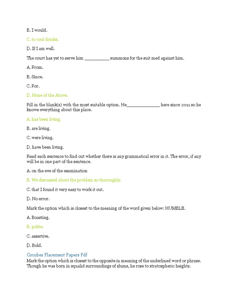 Cocubes Placement Papers Guide | PDF | Cognitive Science | Linguistics