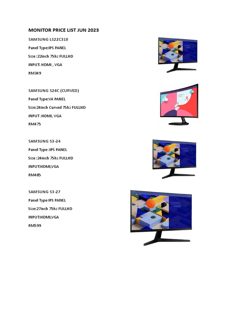 Samsung Monitor Price List June 2023 | PDF