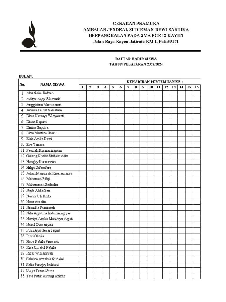 Absensi Xii 2023 | PDF