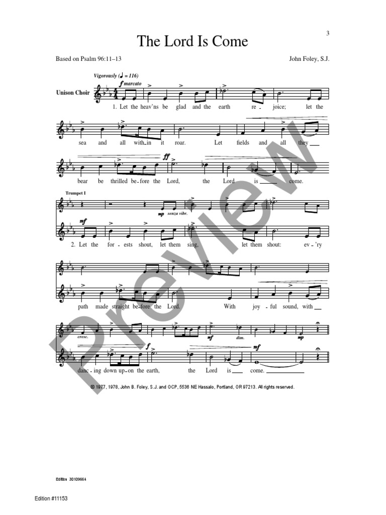 Preview: The Lord Is Come | PDF | Musical Forms | Choral Music