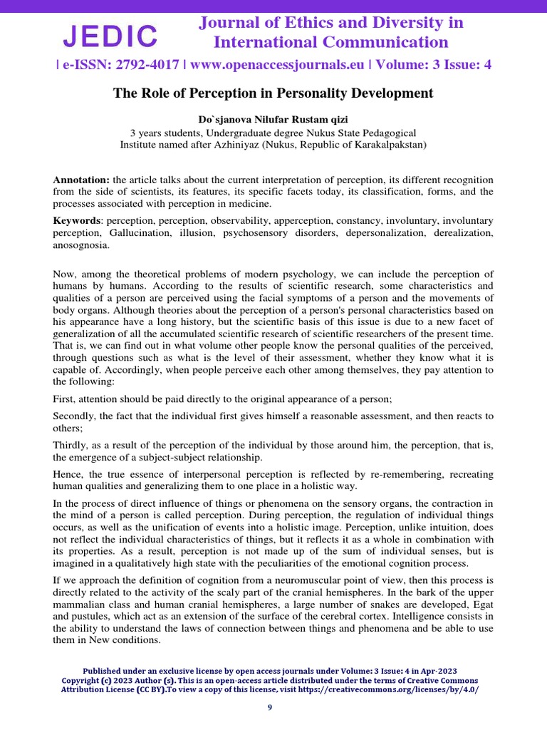 The Role of Perception in Personality Development | PDF | Perception | Mind