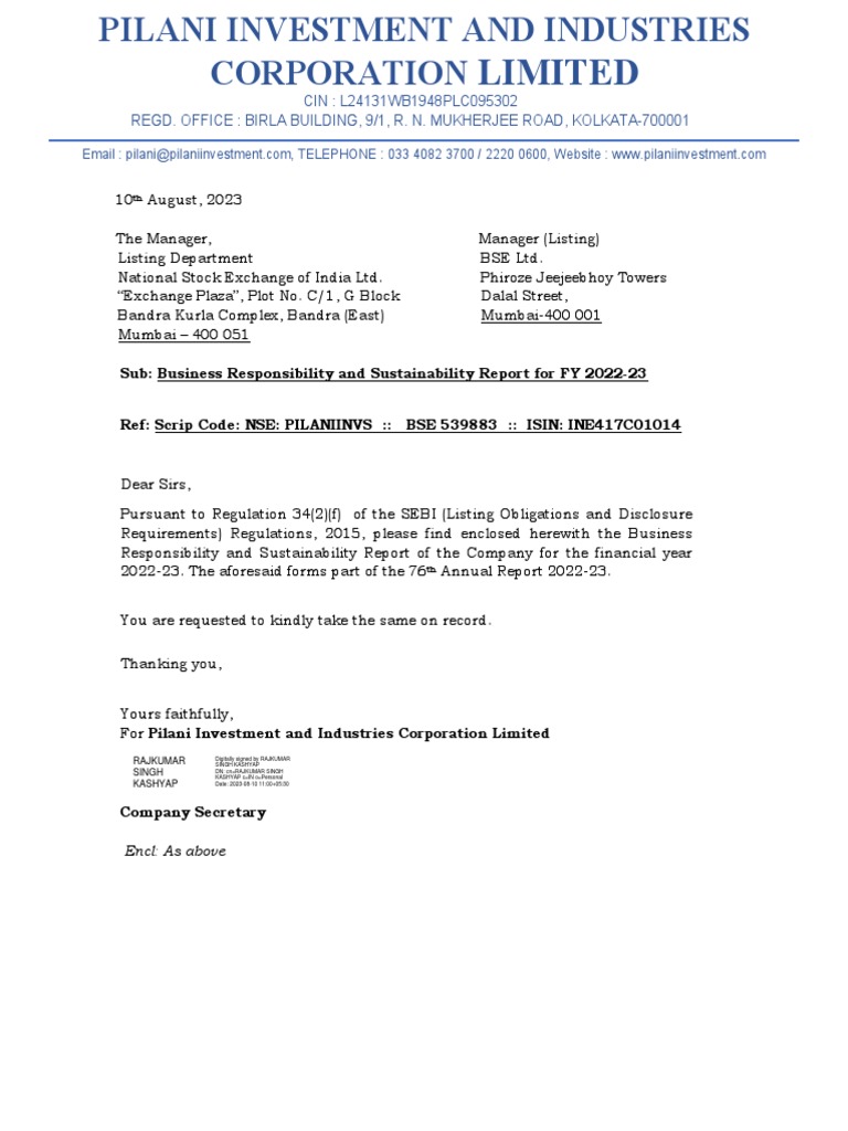 Limited: CIN: L24131WB1948PLC095302 Regd. Office: Birla Building, 9/1 ...