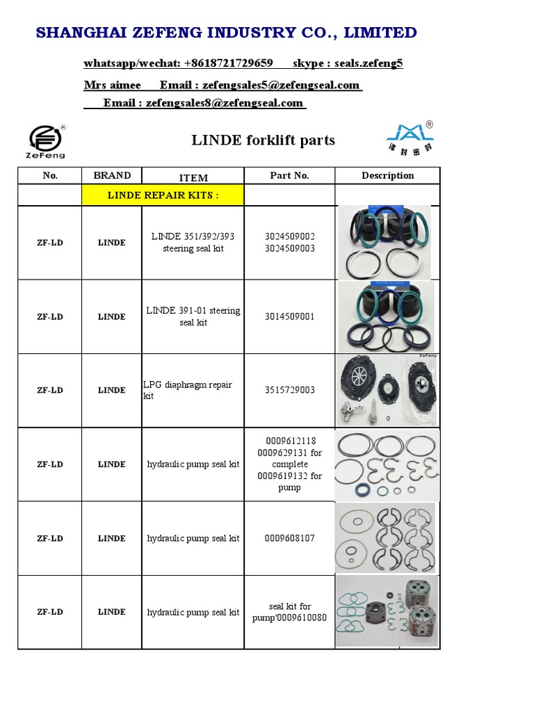 Linde Forklift Parts and Repair Kits | PDF