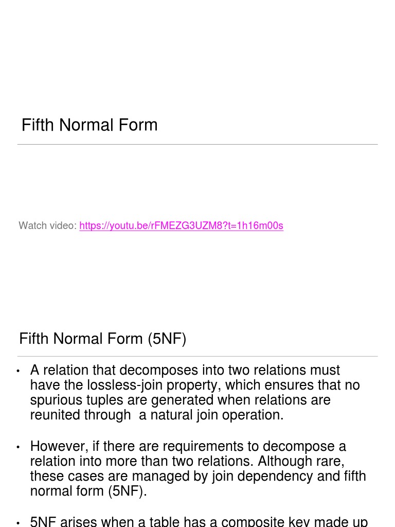 Understanding Fifth Normal Form (5NF) | PDF