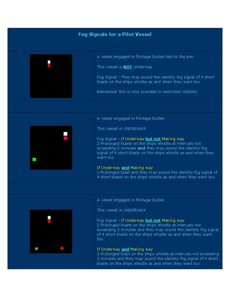 Fog Signals For A Pilot Vessel | PDF