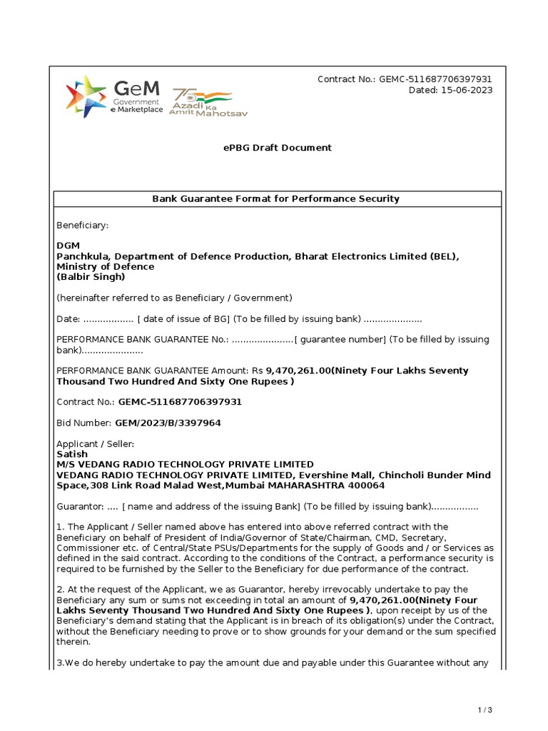 BEL PBG Format | PDF