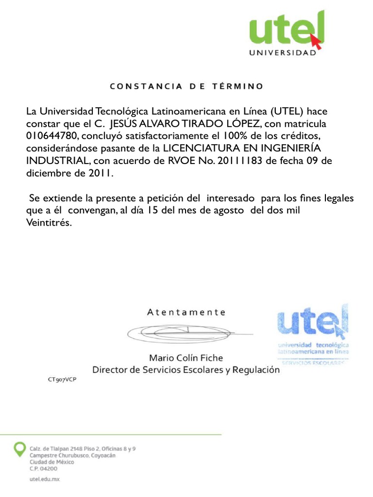 Contancia Utel | PDF