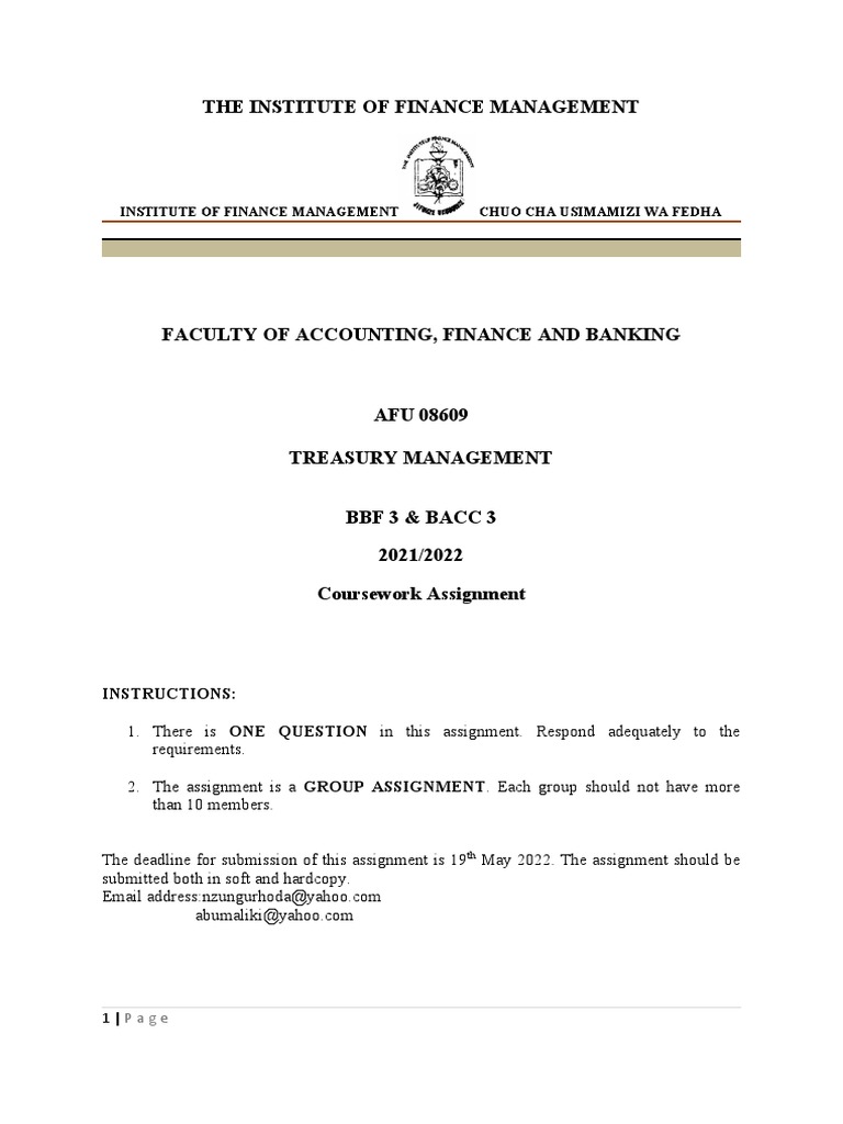 Treasury MGT Assignment 2022 | PDF | Equity (Finance) | Stocks