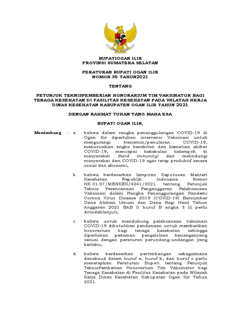 Perbup Nomor 35 Tahun 2021 | PDF