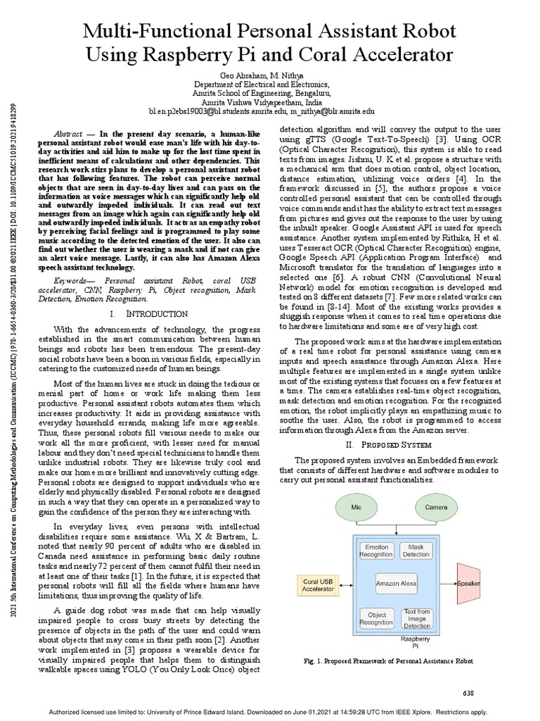 18) 2021 - G.abraham - Multi-Functional Personal Assistant Robot Using Raspberry Pi and Coral ...