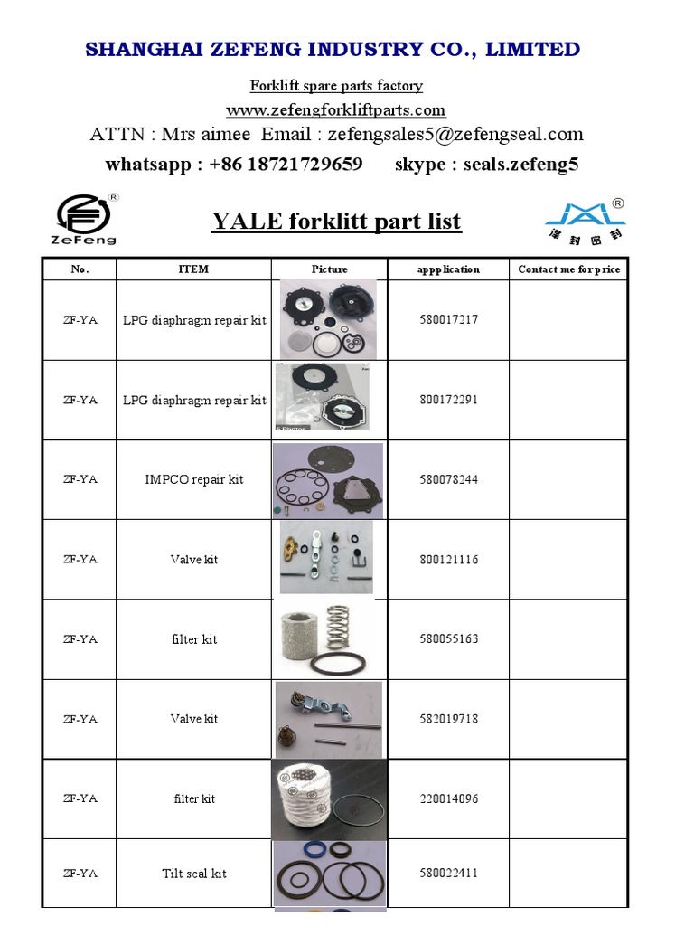 Yale Forklift Parts From ZEFENG | PDF