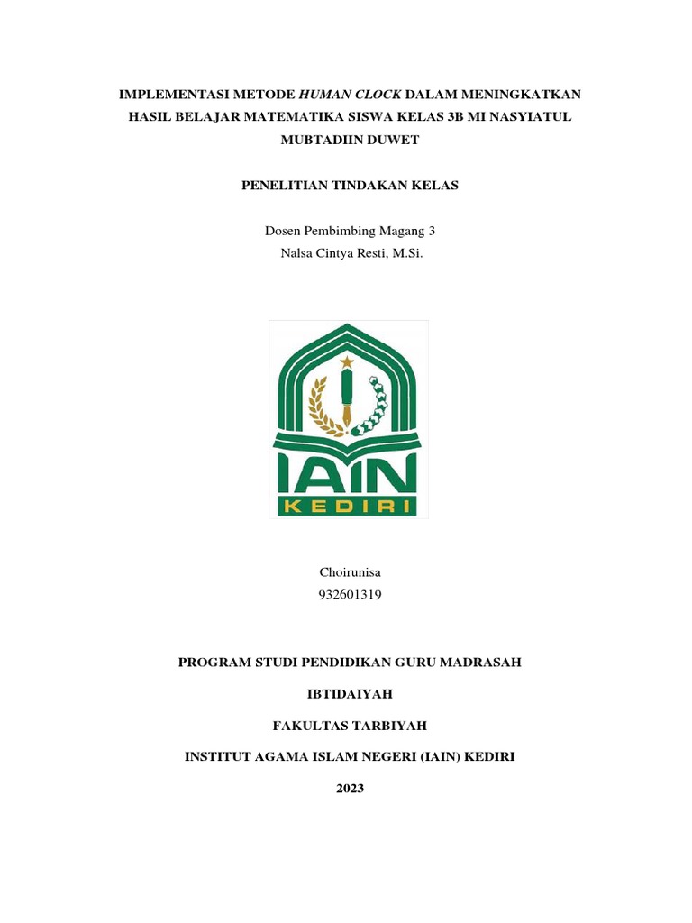 Contoh PTK Kelas 3 SD | PDF