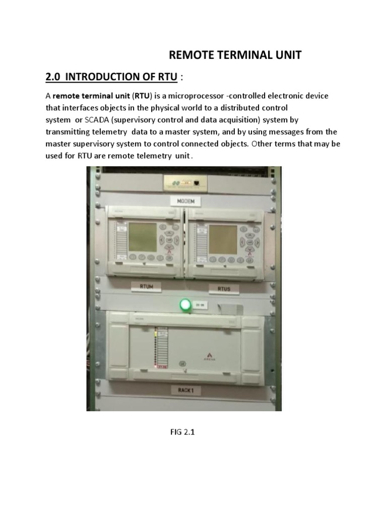 Remote Terminal Unit: 2.0 Introduction of Rtu | PDF | Scada | Programmable Logic Controller