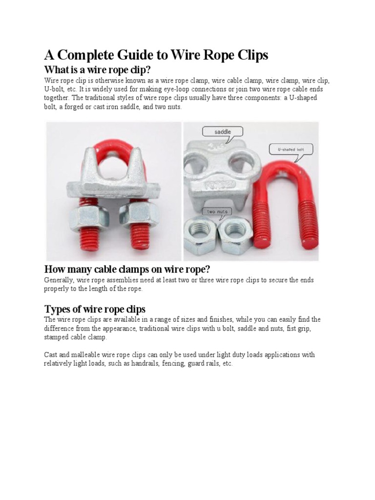 A Complete Guide To Wire Rope Clips | PDF | Wire | Rope