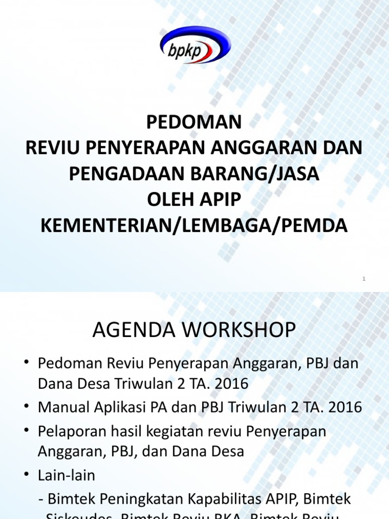 Tayangan Pedoman Reviu Penyerapan Anggaran Dan PBJ | PDF