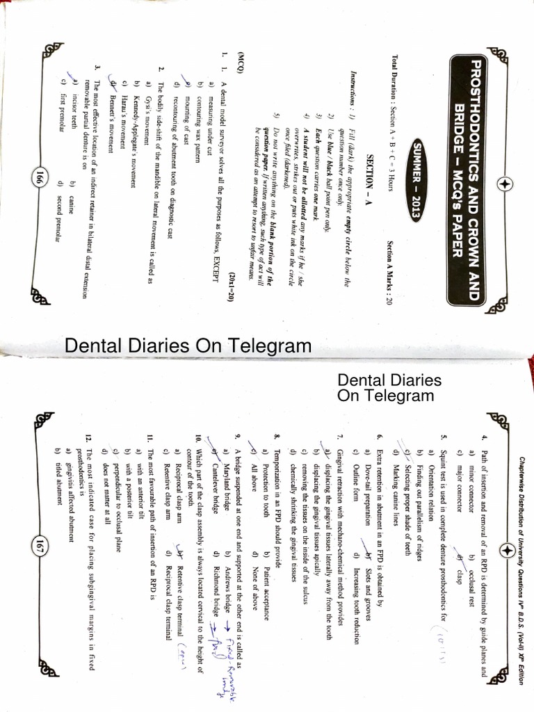 Mcqs Prostho | PDF | Dentistry Branches | Mouth