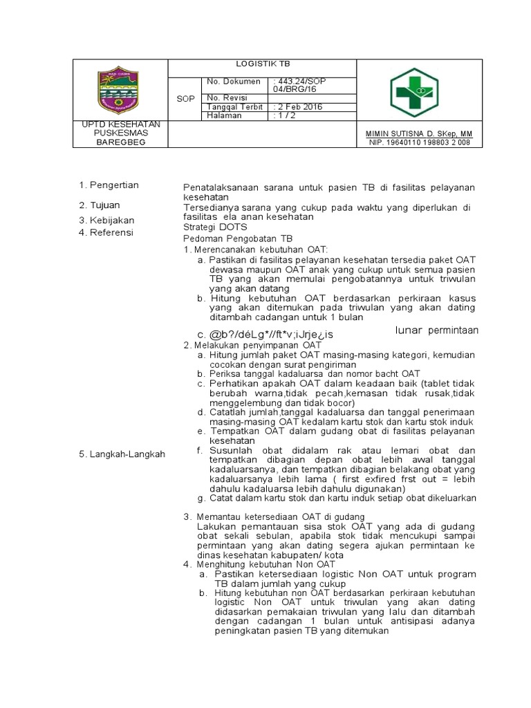 PDF Sop Logistik Tb Edit (1) | PDF