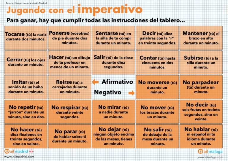 Actividad Juego Ele Imperativo Afirmativo Negativo | PDF