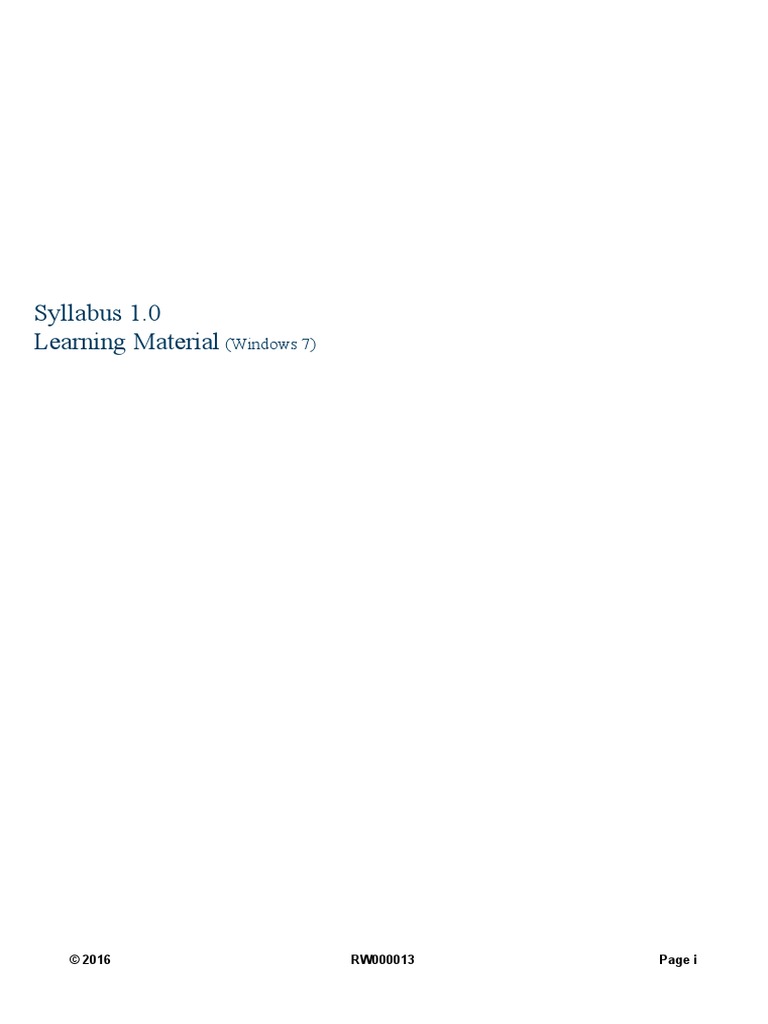 Icdl Computer Essentials: Syllabus 1.0 Learning Material | PDF | Window (Computing) | Personal ...