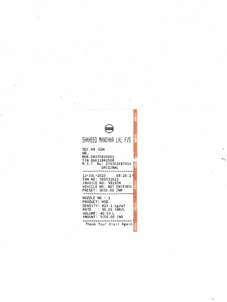 Diesel Bill - 12 July 2023 | PDF