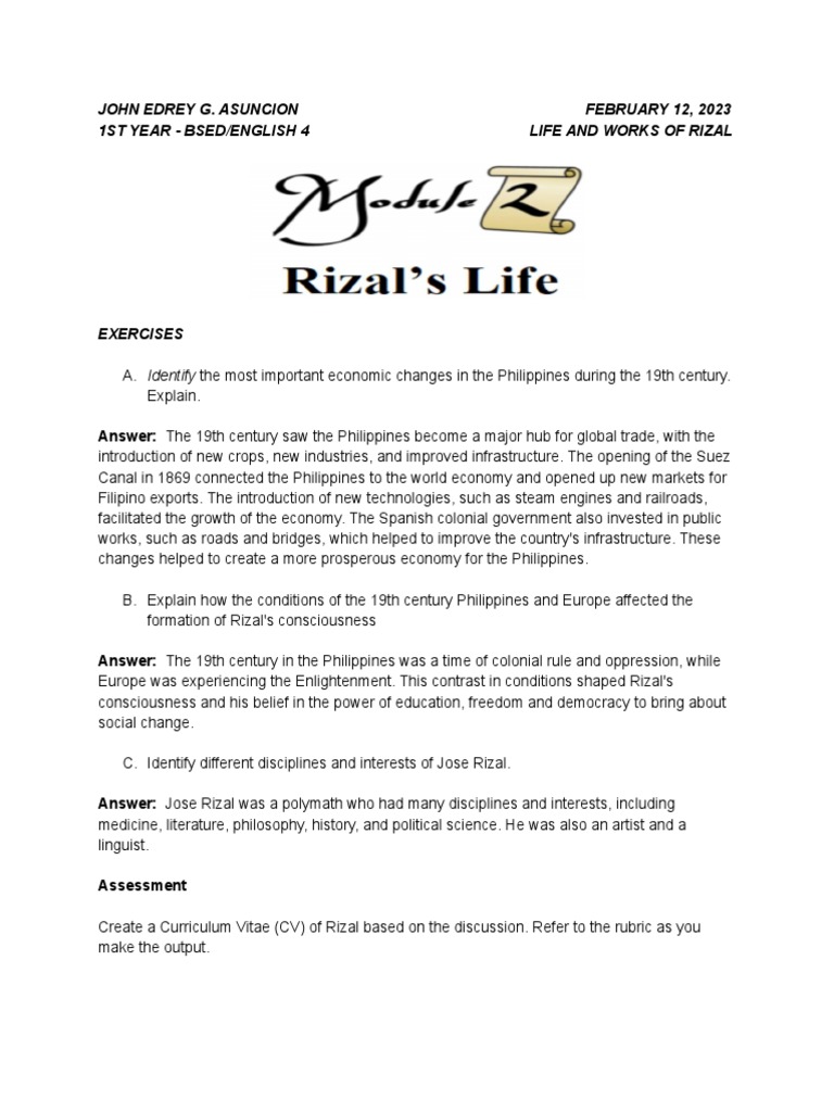Life and Works of Rizal - Module 2 | PDF