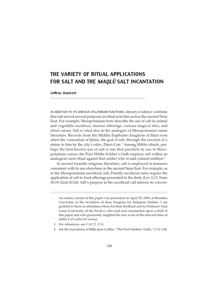 The Variety of Ritual Applications For Salt Akkadian - Mesopotamian Religions | PDF | Prayer ...