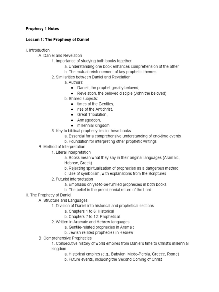 PROPHECY LESSONS Outlines | PDF | Shadrach, Meshach, And Abednego ...