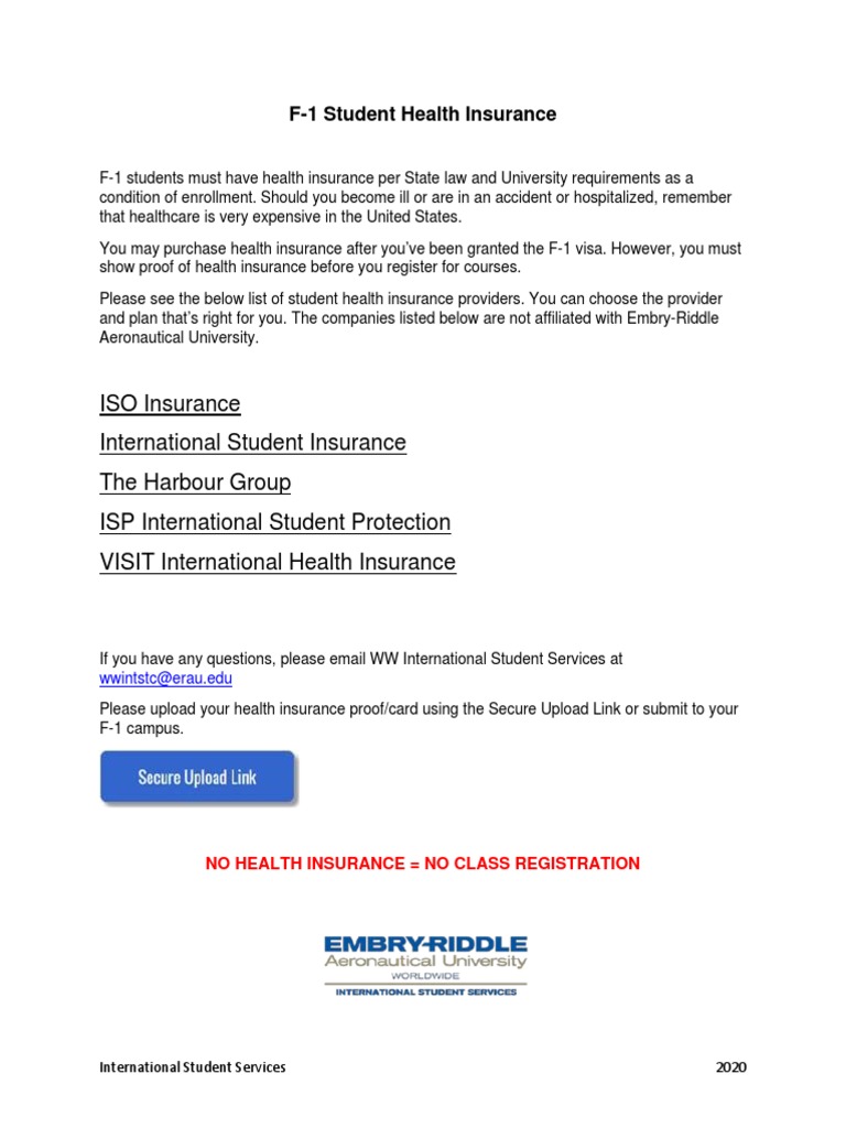 F-1 Health Insurance 2020 | PDF