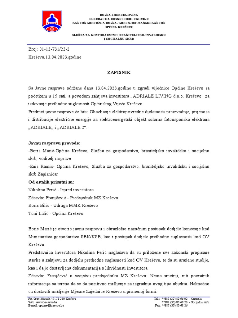 Zapisnik Sa Javne Rasprave ADRIALE | PDF