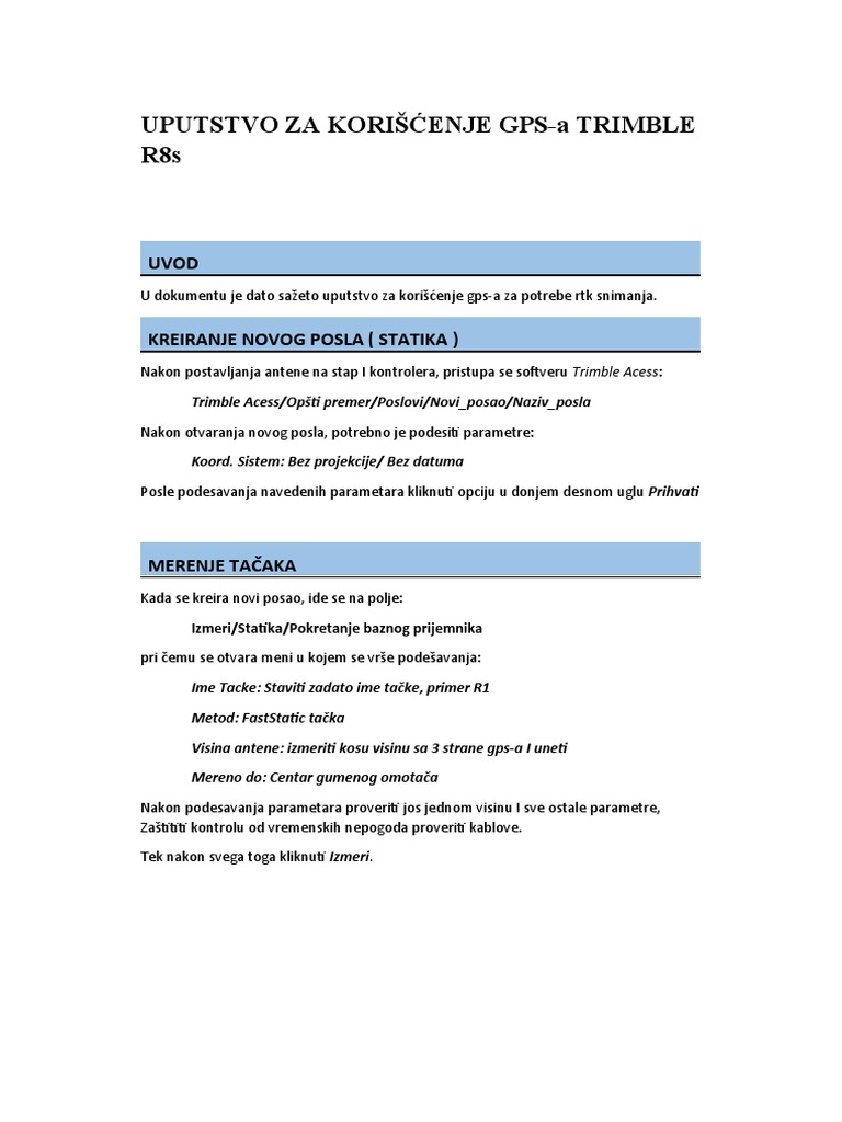 GPS Trimble R8s Manual (Statika) | PDF