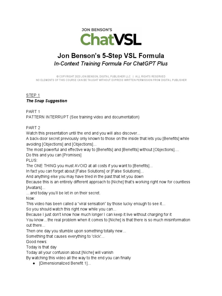 ChatVSL Full VSL Formula | PDF