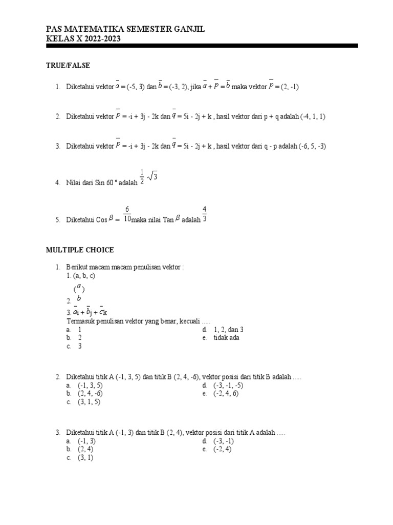 Latihan Soal Pas Mat 1 2023 | PDF | Metode & Bahan Ajar