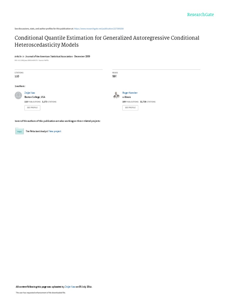 Conditional Quantile Estimation For Generalized Au | Download Free PDF ... Conditional Quantile Estimation For Generalized Au | Download Free PDF ...