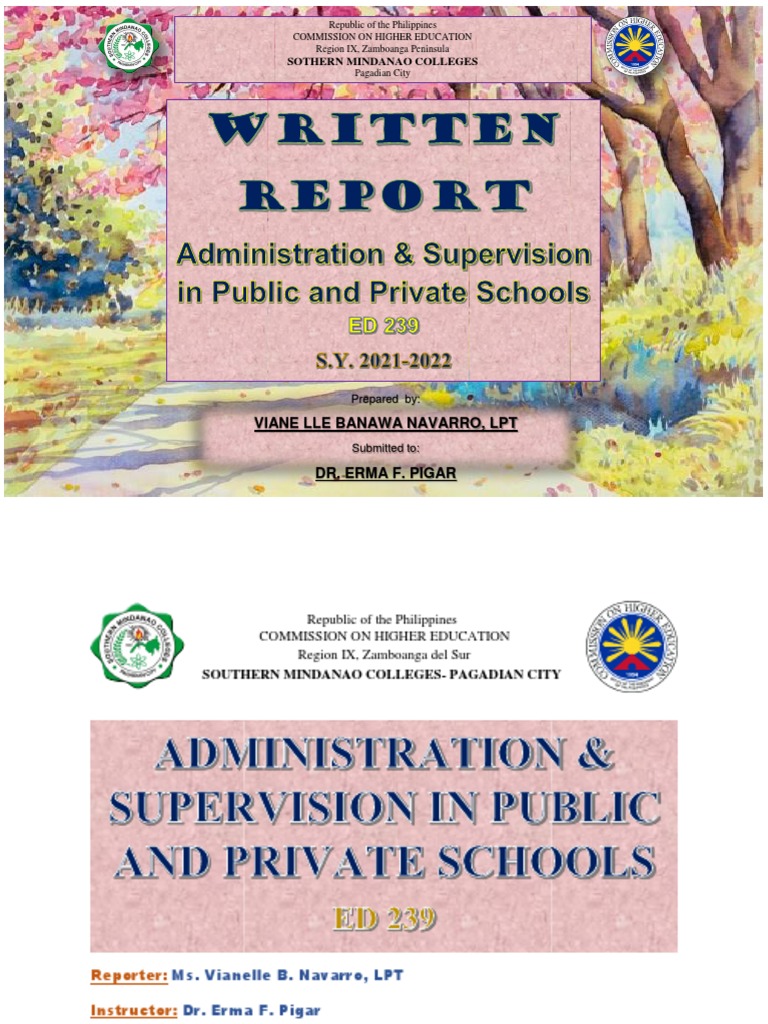 Written Report For Administration Supervision | PDF